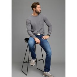 MAN'S WORLD Langarmshirt MAN'S WORLD "Neue Kollektion", Herren, Gr. 4XL (68/70), grau, Single Jersey, Obermaterial: 100% Baumwolle, unifarben, schmal, Rundhals, angesetztes B&uuml;ndchen, Shirts Langarmshirt, casual Stil, Langarmshirt, schmale Passform, unifarben