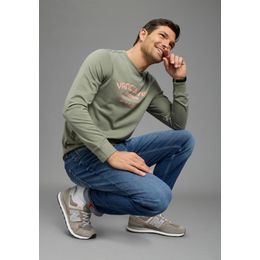 MAN'S WORLD Langarmshirt MAN'S WORLD "Neue Kollektion", Herren, Gr. 3XL (64/66), khaki, Single Jersey, Obermaterial: 100% Baumwolle, bedruckt, schmal, Rundhals, angesetztes B&uuml;ndchen, Shirts Langarmshirt, casual Stil, Langarm, schmale Passform
