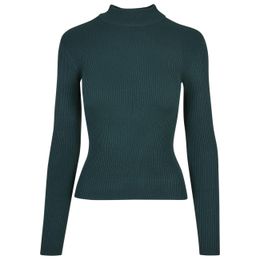 Rundhalspullover Urban Classics "Urban Classics Damen Ladies Rib Knit Turtelneck Sweater", Damen, Gr. 4XL, gr&uuml;n (jasper), 35% Viskose, 35% Polyester, 30% Elasthan, unifarben, slim fit, amerikanischer Ausschnitt, Pullover Rundhalspullover