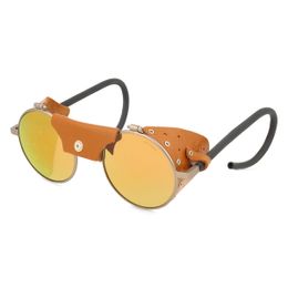 Julbo J01011 VERMONT CLASSIC | Unisex-Sonnenbrille | Fassung: Vollrand, Rund, Metall, Braun | Glasfarbe: Braun Spiegel Gold