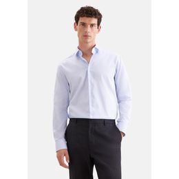 Businesshemd Seidensticker "Schwarze Rose", Herren, Gr. S38, normale &Auml;rmell&auml;ngen, blau, 100% Baumwolle, gestreift, regular fit, 2-Knopf-Manschette, Hemden, Regular 1/1 Kentkragen Gestreift