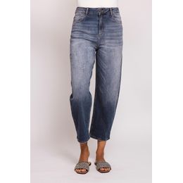 7/8-Jeans Zhrill "IZA", Damen, Gr. 31, N-Gr, blau (dunkelblau), Denim/Jeans, Obermaterial: 98% Baumwolle, 2% Elasthan, bequem 7/8-L&auml;nge, Jeans, bequeme Passform, gerade Beinform, 7/8-L&auml;nge, mit Animal-Print
