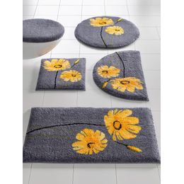 Badematte Grund Gr. 1, grau (grau, gelb), rechteckig (45cm x 50cm ), 1 Stk., Badematten, Badematte