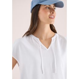 Kurzarmbluse Cecil, Damen, Gr. S (38), wei&szlig;, Stoff, Vorderseite: 100% Viskose. R&uuml;ckseite: 95% Viskose, 5% Elasthan, unifarben, klassisch normal, V-Ausschnitt, abgesteppt, Blusen, mit Strukturmix