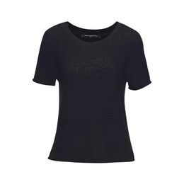 Kurzarmpullover French Connection "aus leichtem B&auml;ndchengarn", Damen, Gr. 32/34, schwarz, Strick, Obermaterial: 55% Polyacryl, 45% Polyamid, unifarben, figurumspielend h&uuml;ftlang, Rundhals, Rollkante, Pullover, Sommerpullover, Strickshirt, leichter Sommerstrick, Basic