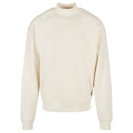 Rundhalspullover Urban Classics "Urban Classics Herren Mock Neck Crew", Herren, Gr. M, beige (sandwei&szlig;), 65% Baumwolle, 35% Polyester, unifarben, loose fit, Rundhals, Pullover Rundhalspullover