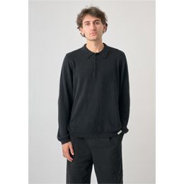 Langarmshirt Cleptomanicx, Herren, Gr. L, schwarz, 100% Baumwolle, unifarben, normal, ohne Ausschnitt, Shirts Langarmshirt, mit eleganter Knopfleiste