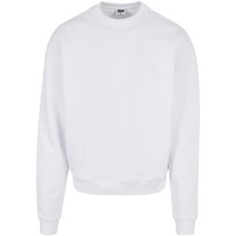 Rundhalspullover Urban Classics "Urban Classics Herren Ultra Heavy Crew", Herren, Gr. L, wei&szlig;, 100% Baumwolle, unifarben, oversize, Rundhals, Pullover Rundhalspullover