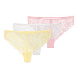 Gina Benotti 3 Damen Strings im Brazilian-Stil mit Spitze