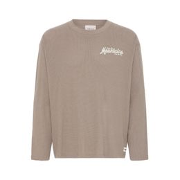 !Solid Langarmshirt SOLID "Langarmshirt SDUrton", Herren, Gr. XL, braun (181210 driftwood), Obermaterial: 92% Baumwolle CO. 8% Leinen LI., Shirts Langarmshirt