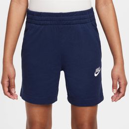 Trainingsshorts Nike Sportswear "K NSW CLUB KNIT SHORT 6IN LBR", M&auml;dchen, Gr. XS, N-Gr, midnight navy, Obermaterial: 100% Baumwolle, Hosen, aus Single Jersey, elastischer Bund mit innenliegendem Kordelzug