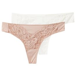 Gina Benotti 2 Damen Strings im Brazilian-Stil mit Spitze