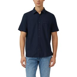Kurzarmhemd s.Oliver, Herren, Gr. M, N-Gr, blau (navy), Web, Obermaterial: 84% Baumwolle, 16% Lyocell, bestickt, unifarben, normal h&uuml;ftbedeckend, Rundhals, abgesteppte Kante, Hemden, mit Knopfleiste und Brusttasche