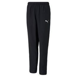 Trainingshose Puma "TEAMRISE SIDELINE PANTS JR", Kinder, Gr. 128, N-Gr, schwarz (Puma schwarz, Puma wei&szlig;), Obermaterial: 100% Polyester, unifarben, regular fit normal, Hosen Trainingshose, Regular Fit, f&uuml;r Jugendliche, f&uuml;r sportliche Aktivit&auml;ten