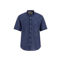 Kurzarmhemd Fynch-Hatton, Herren, Gr. L, N-Gr, blau (marine), Web, Obermaterial: 80% Leinen, 20% Baumwolle, unifarben, regular fit normal, ohne Ausschnitt, gerader Abschluss, Hemden, Kurzarm, aus Leinen und Baumwolle, Regular Fit, mit Logo Stickerei