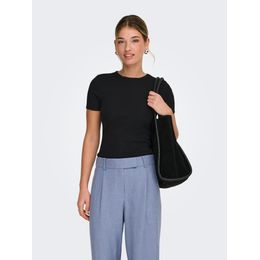 Kurzarmshirt Only "ONLJUNE S/S TEE JRS NOOS", Damen, Gr. S, schwarz, Jersey, Obermaterial: 65% Polyester, 30% Viskose, 5% Elasthan, unifarben, figurbetont normal, Rundhals, Shirts, Materialmix mit Stretch, figurbetonte Form