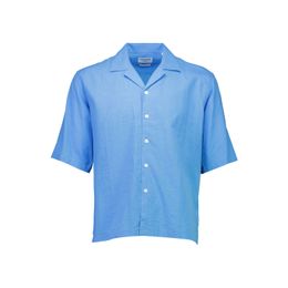 Leinenhemd LINDBERGH "Leinenhemd (Kurzarm) Cropped, Regular Box Fit", Herren, Gr. L, Normalgr&ouml;&szlig;en, sky blau, Obermaterial: 55% Leinen, 45% Baumwolle, Hemden