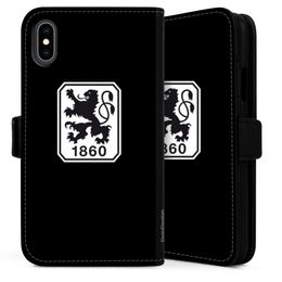 DeinDesign iPhone X Handy Klapph&uuml;lle Handyh&uuml;lle aus Kunst Leder schwarz Flip Case Sechzger Official Licensed Product Tsv 1860 M&uuml;nchen Sideflip mit langer Lasche