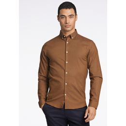 Businesshemd LINDBERGH "Oxford-Hemd Relaxed Fit", Herren, Gr. L, Normalgr&ouml;&szlig;en, deep braun mix, Obermaterial: 97% Baumwolle, 3% Elasthan, Hemden