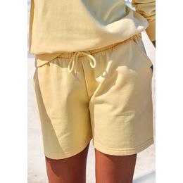 Sweatshorts Bench., Damen, Gr. 32/34, N-Gr, hellgelb, Sweatware, Obermaterial: 60% Baumwolle, 40% Polyester, unifarben, bequem kurz, Hosen Sweatshorts, mit seitlichen Taschen, Loungewear