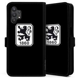 DeinDesign Galaxy A32 5G Handy Klapph&uuml;lle Handyh&uuml;lle aus Kunst Leder schwarz Flip Case Tsv 1860 M&uuml;nchen Official Licensed Product Sechzger Sideflip mit langer 
