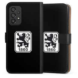 DeinDesign Galaxy A53 5G Handy Klapph&uuml;lle Handyh&uuml;lle aus Kunst Leder schwarz Flip Case Tsv 1860 M&uuml;nchen Official Licensed Product Sechzger Sideflip mit langer 