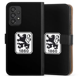 DeinDesign Galaxy A33 5G Handy Klapph&uuml;lle Handyh&uuml;lle aus Kunst Leder schwarz Flip Case Tsv 1860 M&uuml;nchen Official Licensed Product Sechzger Sideflip mit langer 