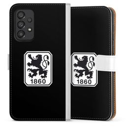 DeinDesign Galaxy A33 5G Handy Klapph&uuml;lle Handyh&uuml;lle aus Kunst Leder wei&szlig; Flip Case Tsv 1860 M&uuml;nchen Official Licensed Product Sechzger Sideflip mit Lasche