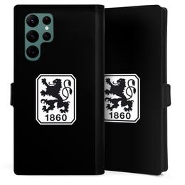 DeinDesign Galaxy S22 Ultra Handy Klapph&uuml;lle Handyh&uuml;lle aus Kunst Leder schwarz Flip Case Sechzger Official Licensed Product Tsv 1860 M&uuml;nchen Sideflip mit langer