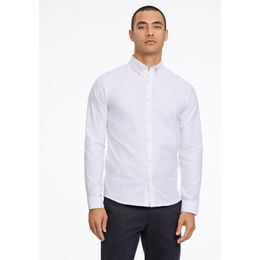 Businesshemd LINDBERGH "Oxford-Hemd Relaxed Fit", Herren, Gr. L, Normalgr&ouml;&szlig;en, wei&szlig;, Obermaterial: 97% Baumwolle, 3% Elasthan, Hemden