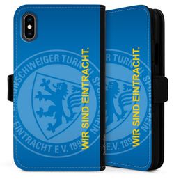 DeinDesign iPhone X Handy Klapph&uuml;lle Handyh&uuml;lle aus Kunst Leder schwarz Flip Case Official Licensed Product Eintracht Braunschweig Statement Sideflip mit langer 