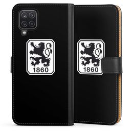 DeinDesign Galaxy A12 Handy Klapph&uuml;lle Handyh&uuml;lle aus Kunst Leder schwarz Flip Case Tsv 1860 M&uuml;nchen Official Licensed Product Sechzger Sideflip mit langer 