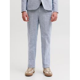 Jack & Jones Anzughose JACK & JONES JUNIOR "JPRMARTIN SUMMER TROUSER NO06 JNR", M&auml;dchen, Gr. 140, N-Gr, faded denim, Web, Obermaterial: 70% Baumwolle, 30% Leinen, unifarben, regular fit kn&ouml;chellang, Hosen Anzughose