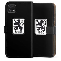 DeinDesign Galaxy A22 5G Handy Klapph&uuml;lle Handyh&uuml;lle aus Kunst Leder schwarz Flip Case Tsv 1860 M&uuml;nchen Official Licensed Product Sechzger Sideflip mit langer 