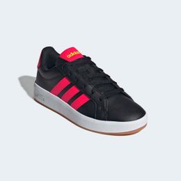 Sneaker adidas Sportswear "GRAND COURT 3.0 KINDER UND TEENS", M&auml;dchen, Gr. 38,5, core schwarz, lucid rot, lucid lemon, Synthetik, Textil, Schuhe Sneaker, f&uuml;r Kinder & Jugendliche