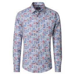 Leinenhemd Casamoda "Casamoda Leinenhemd Print", Herren, Gr. L, Normalgr&ouml;&szlig;en, blau, 55% Leinen, 45% Baumwolle, bedruckt, l&auml;ssig geschnitten, Hemden