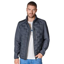 Langjacke Casamoda "Casamoda Materialmixjacke uni", Herren, Gr. XL, blau (dunkelblau), 100% Polyester, Jacken Langjacke