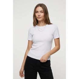 Kurzarmshirt Only "ONLJUNE S/S TEE JRS NOOS", Damen, Gr. XL, wei&szlig;, Jersey, Obermaterial: 65% Polyester, 30% Viskose, 5% Elasthan, unifarben, figurbetont normal, Rundhals, Shirts, Materialmix mit Stretch, figurbetonte Form