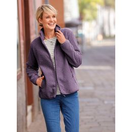 Fleecejacke Casual Looks, Damen, Gr. 44, lila (feige), 100% Polyester, unifarben, Jacken Fleecejacke