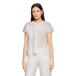 BETTY & CO Hemdbluse BETTY & CO "Damen mit Stickerei", Damen, Gr. 34, wei&szlig;, Obermaterial: 100% Polyester, 100% Baumwolle, gerade normal, Rundhals, Blusen Hemdbluse