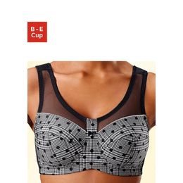 Entlastungs-BH Nuance, Damen, Gr. 100, Cup C, schwarz (schwarz, kariert), Microtouch, Obermaterial: 50% Polyamid, 43% Polyester, 7% Elasthan, BHs BH Entlastungs-BH B&uuml;gelloser-BH, ohne B&uuml;gel, mit breiten, wattierten Tr&auml;gern &ndash; ideal f&uuml;r gro&szlig;e Gr&ouml;&szlig;en
