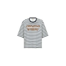 Kurzarmhemd soyaconcept "Soya Concept T-shirt SC-BARNI", Damen, Gr. L, Normalgr&ouml;&szlig;en, 6910c navy combi, Obermaterial: 48% Modal, 48% Polyester, 4% Elasthan, Hemden