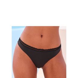 String Vivance, Damen, Gr. 32/34, 2 Stk., schwarz (2x schwarz), Trikot, Obermaterial: 71% Baumwolle, 21% Polyamid, 8% Elasthan, Unterhosen String