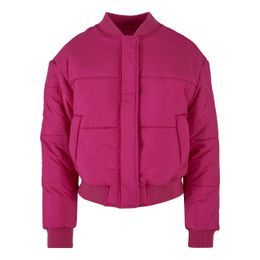Winterjacke Urban Classics "Urban Classics Damen Ladies Puffer Blouson", Damen, Gr. XS, pink (hibiskuspink), 100% Polyester, unifarben, normal, V-Ausschnitt, Jacken Winterjacke