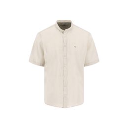 Kurzarmhemd Fynch-Hatton, Herren, Gr. L, N-Gr, beige (cement), Web, Obermaterial: 80% Leinen, 20% Baumwolle, unifarben, regular fit normal, ohne Ausschnitt, gerader Abschluss, Hemden, Kurzarm, aus Leinen und Baumwolle, Regular Fit, mit Logo Stickerei