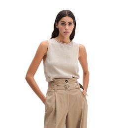Marc O'Polo Strickpullover MARC O'POLO "aus Organic Cotton-Leinen-Mix", Damen, Gr. L, grau silk, Obermaterial: 52% Baumwolle, 48% Leinen, unifarben, Rundhals, Pullover Strickpullover