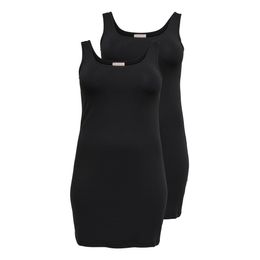 Tanktop Only CARMAKOMA "CARTIME LONGTANK TOP 2PACK JRS NOOS", Damen, Gr. XL, schwarz (schwarz pack:2 pack with schwarz), Jersey, Obermaterial: 95% Baumwolle, 5% Elasthan, unifarben, regular fit Po-bedeckend, Rundhals, Tops Tanktop
