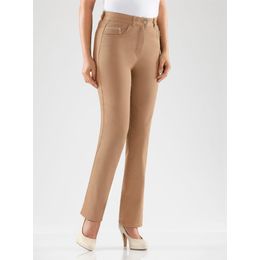 5-Pocket-Jeans Casual Looks, Damen, Gr. 36, Normalgr&ouml;&szlig;en, braun (camel), 98% Baumwolle, 2% Elasthan, unifarben, lang, Jeans 5-Pocket-Jeans