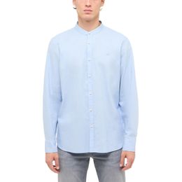 Langarmhemd Mustang "Herren Style Yuma", Herren, Gr. L, US-Gr&ouml;&szlig;en, blau (blau 5282), Web, 55% Leinen, 45% Baumwolle, unifarben, regular fit, Hemden