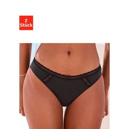 Bikinislip Vivance, Damen, Gr. 32/34, 2x schwarz, Trikot, Obermaterial: 81% Baumwolle, 12% Polyamid, 7% Elasthan, Unterhosen, aus weicher Baumwollmischung